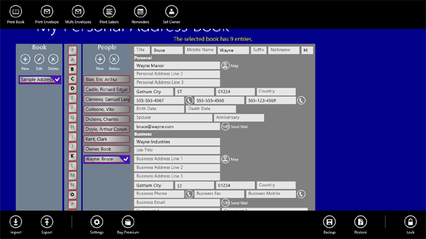 Stembridge Software - My Personal Address Book - Getting Started